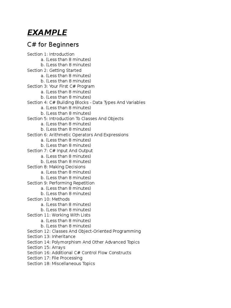 Course Outline Example | PDF