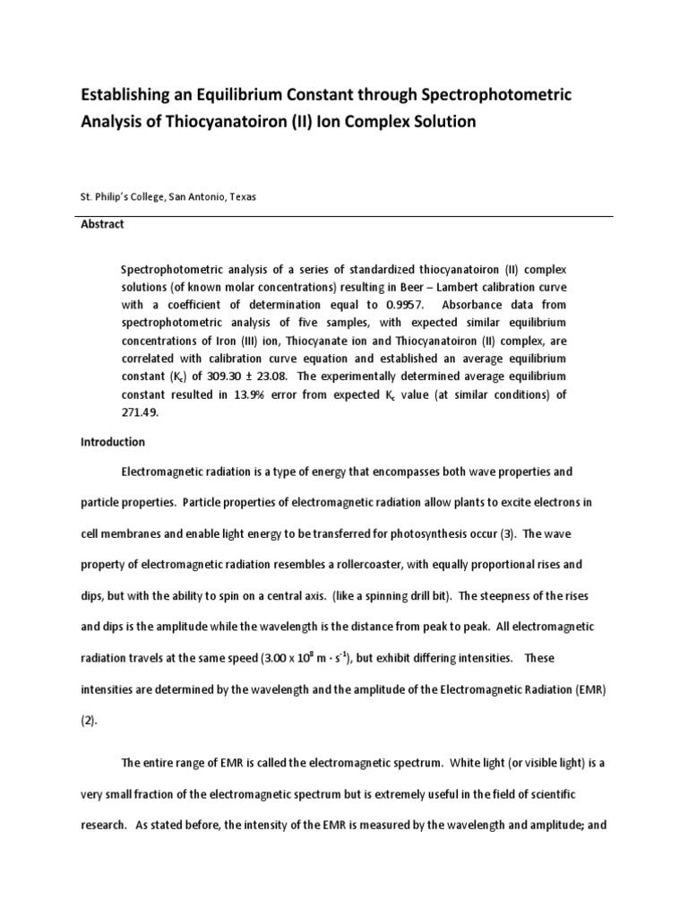 Equilibrium Constant Report Example 1 | PDF | Chemical Equilibrium ... Equilibrium Constant Report Example 1 | PDF | Chemical Equilibrium ...