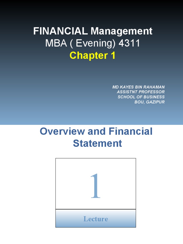 Lecture 1 - Overview of Financial Statement Analysis | PDF | Balance ...