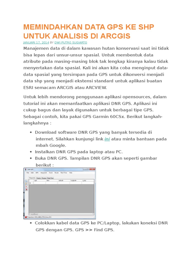 Memindahkan Data Gps Ke SHP Untuk Analisis Di | PDF