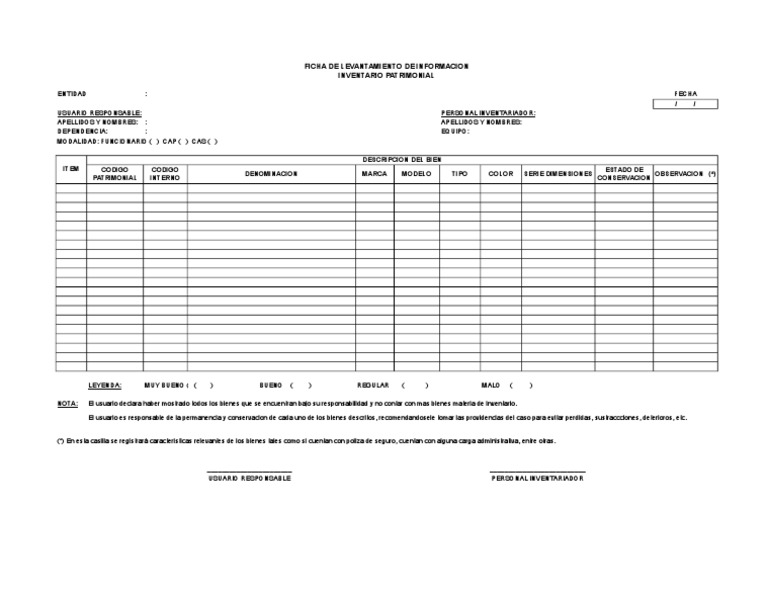 Formato de Ficha de Levantamiento de Informacion 2015 | PDF