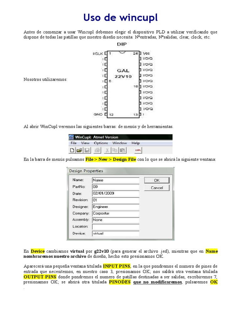 Uso de WinCupl para PLD y Simulación | PDF | Puerta lógica | Programación de computadoras
