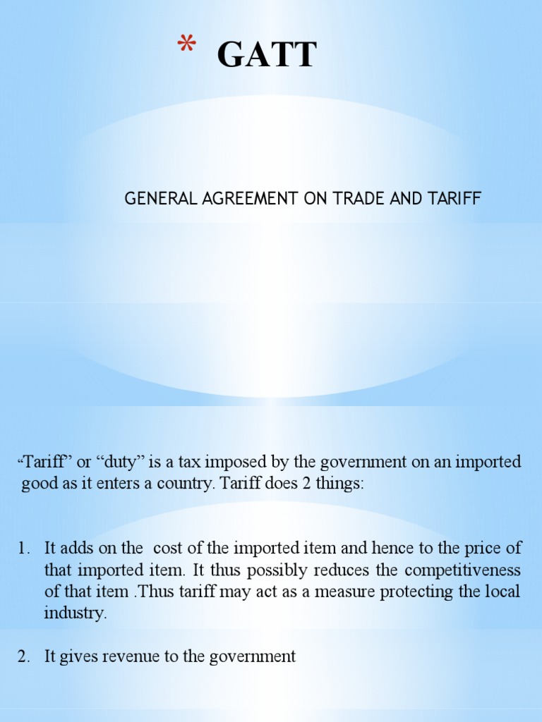 General Agreement On Trade and Tariff | PDF | General Agreement On ...