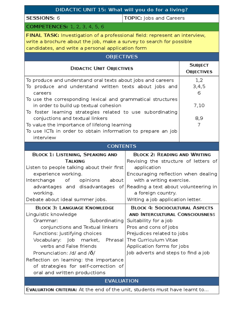 Didactic Unit | PDF | Grammar | Semiotics