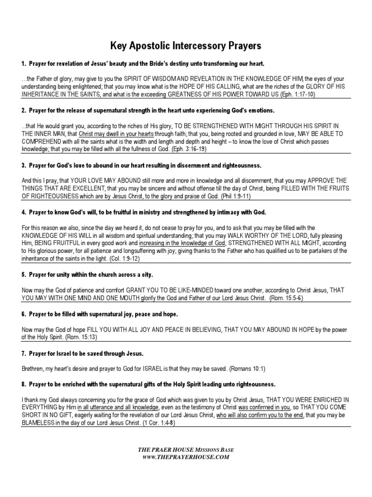 Key Apostolic Intercessory Prayers 2 Page | PDF | Prayer | Saint