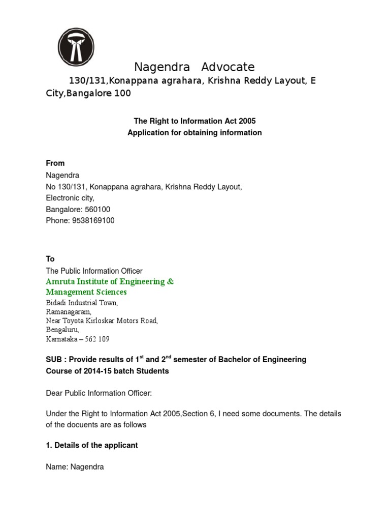 College RTI Application | PDF | Finance & Money Management