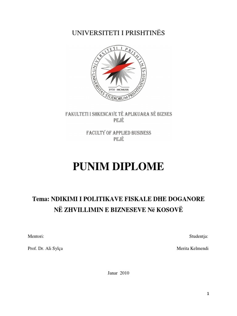 Punim Diplome Ndikimi I Politikave Fiskale Dhe Doganore Ne Zhvillimin e ...