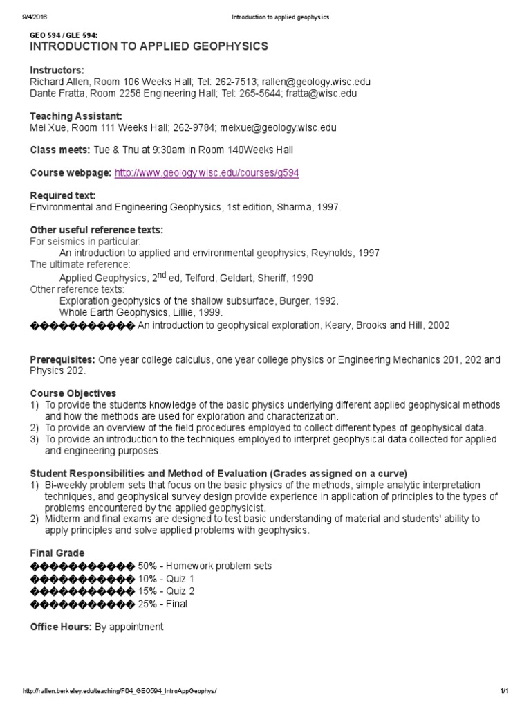 Introduction To Applied Geophysics | PDF