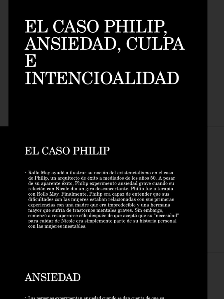 (Rollo May) Caso Philip, Ansiedad Culpa e Intencionalidad | PDF