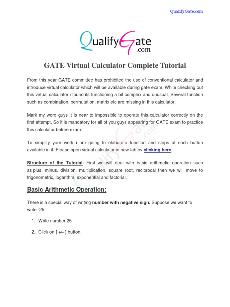 GATE Virtual Calculator Complete Tutorial | PDF | Sine | Trigonometric ...