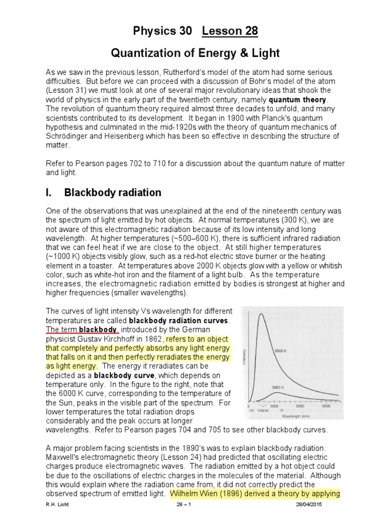 Quantization of Light L28 | PDF | Electronvolt | Electromagnetic Radiation