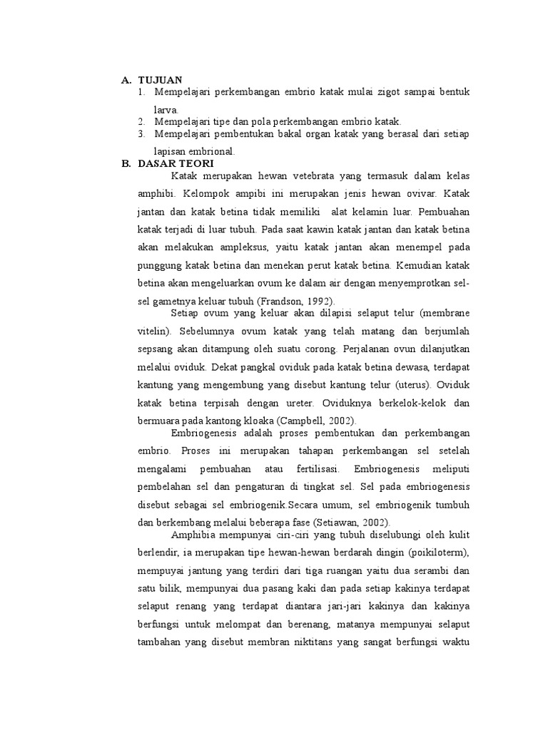 Perkembangan Embrio Katak: Proses dan Tahapan | PDF | Sains ...