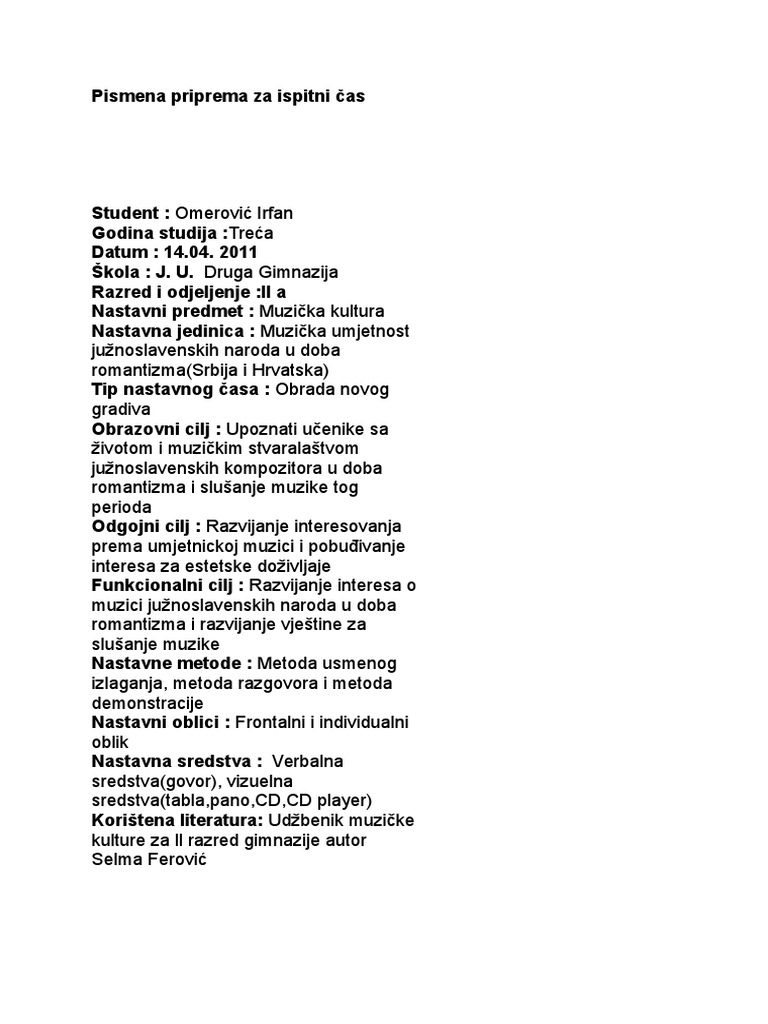 4e501f8d2e9a7-Pismena Priprema Za Čas 1 | PDF