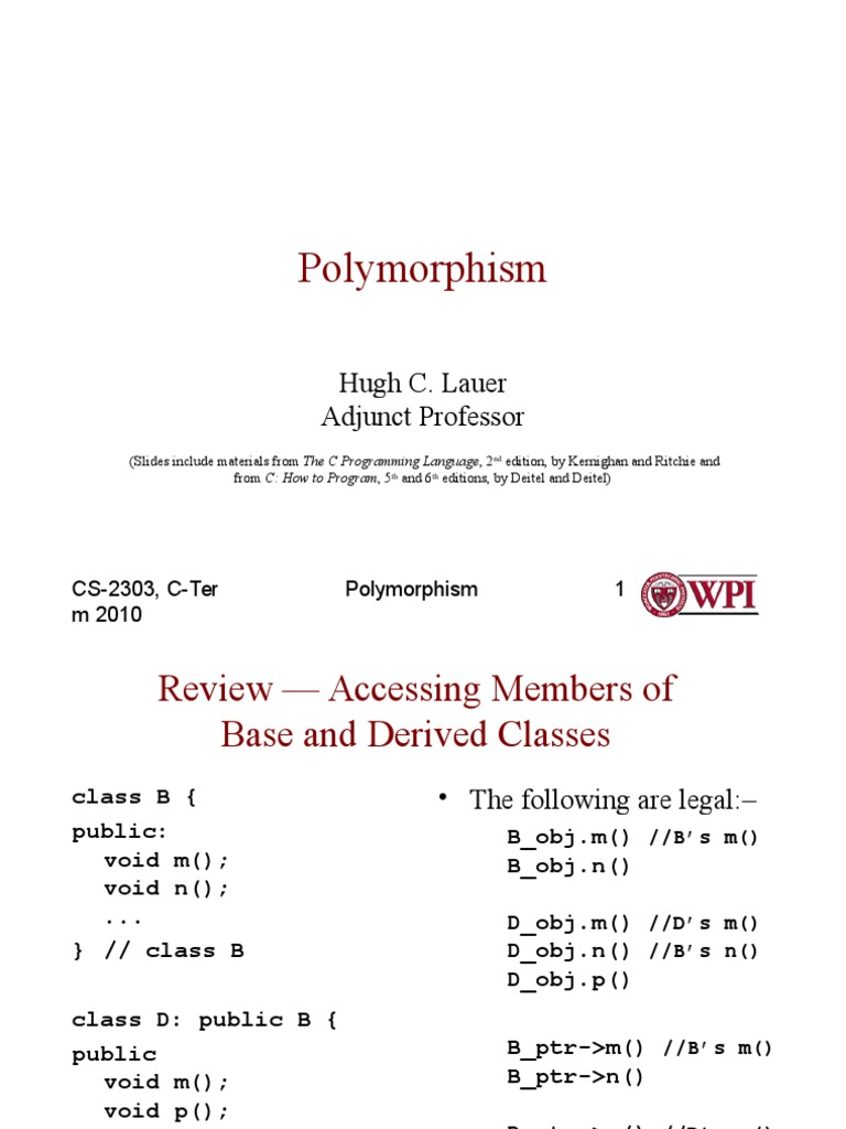Polymorphism: Hugh C. Lauer Adjunct Professor | PDF
