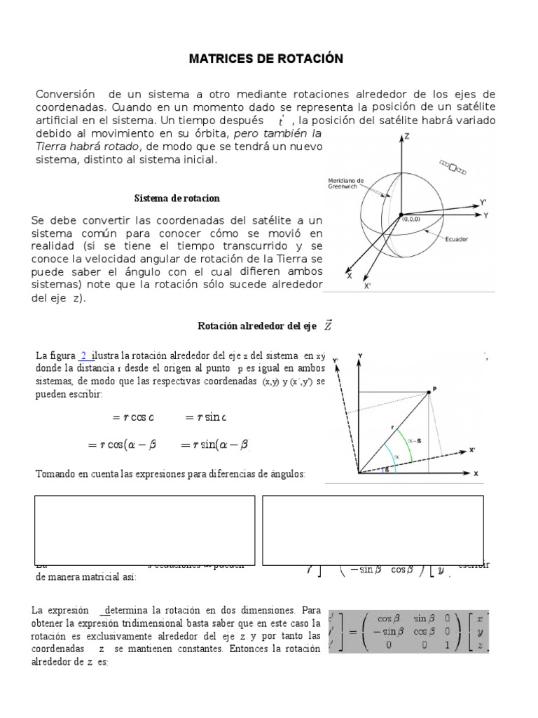 Matrices de Rotación | PDF | Rotación | Sistema coordinado