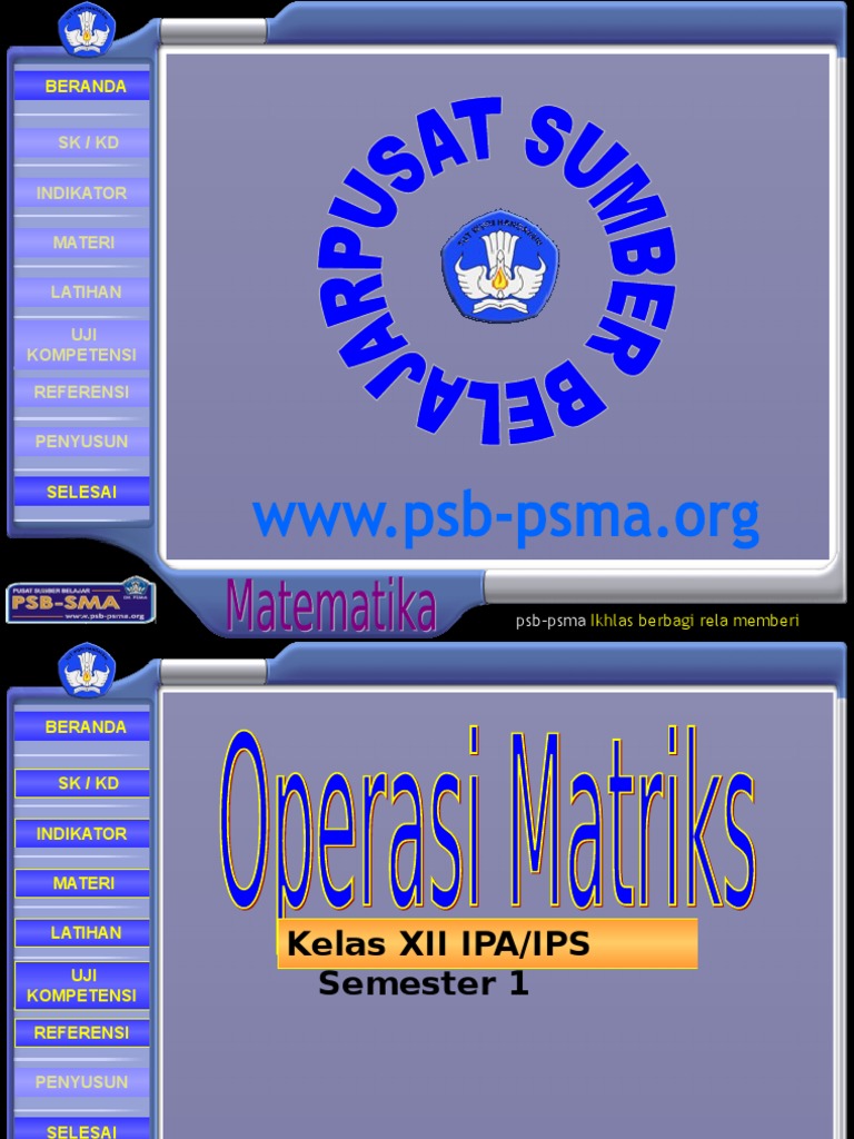 Operasi Matriks | PDF | Metode & Bahan Ajar | Komputer