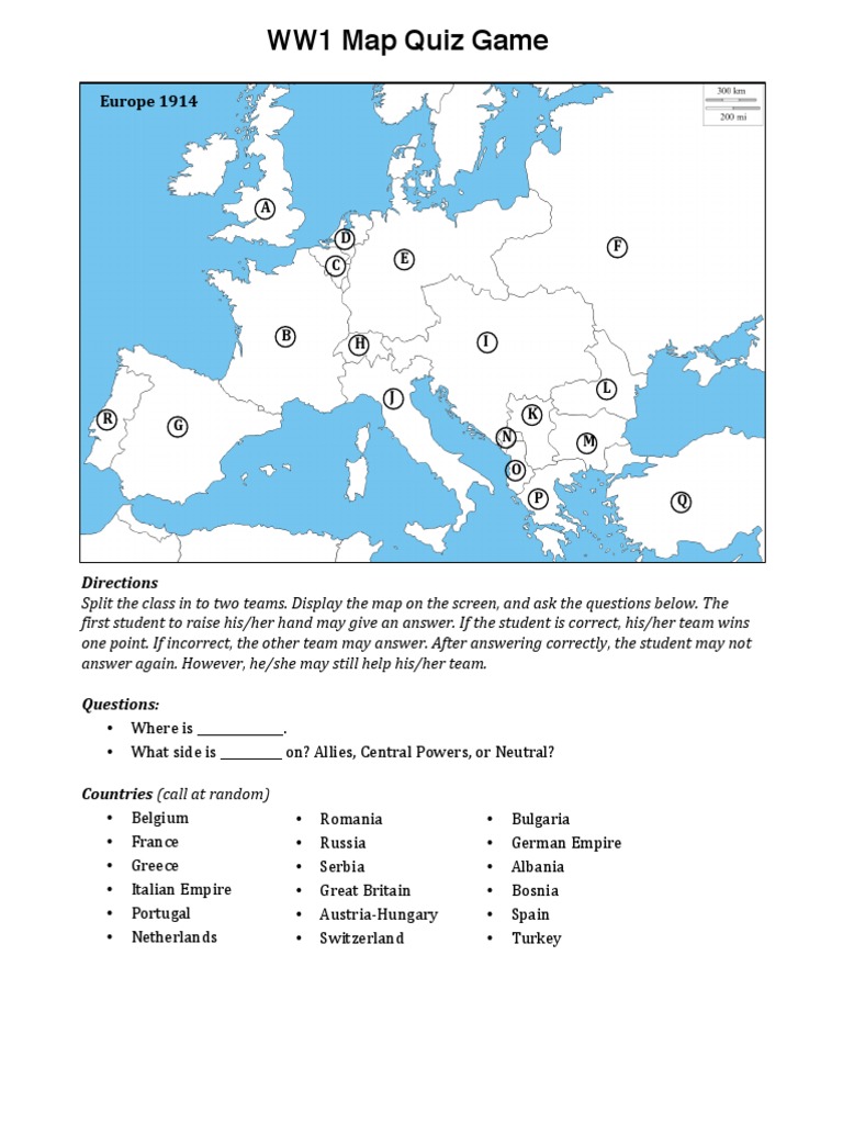 Edsc304 Map Quiz Game | PDF | Allies Of World War I | Europe Travel