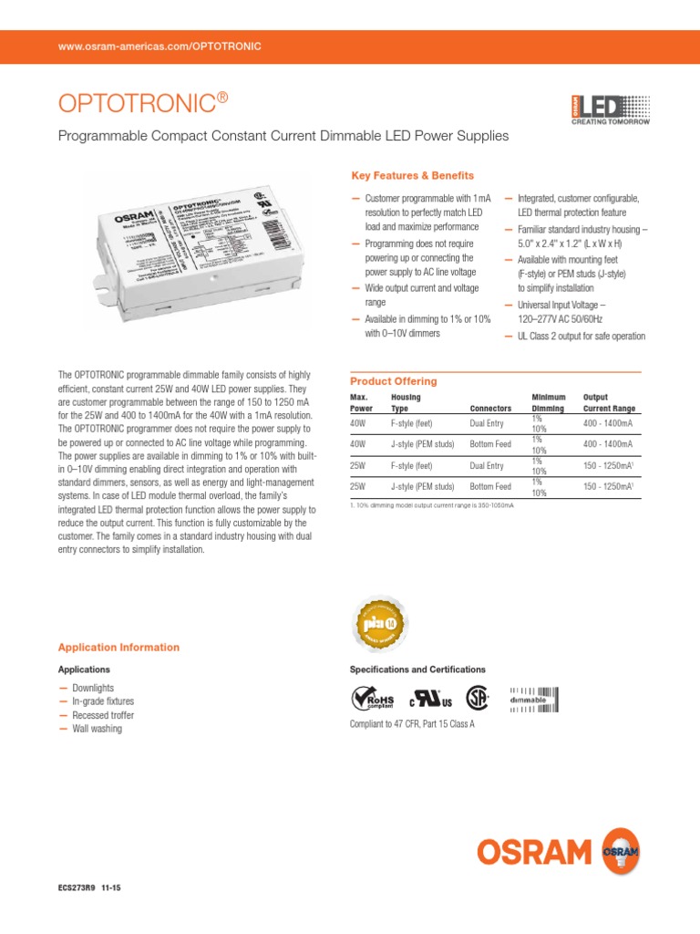 Ficha Tecnica Osram | PDF | Power Supply | Electromagnetism