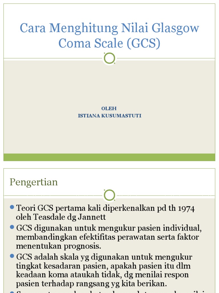 Cara Menghitung Nilai Glasgow Coma Scale (GCS | PDF