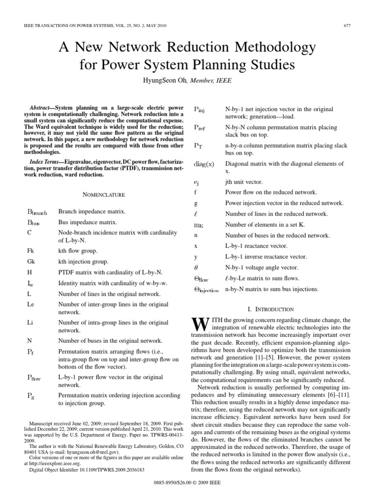 A New Network Reduction Methodology For Power System Planning Studies | PDF