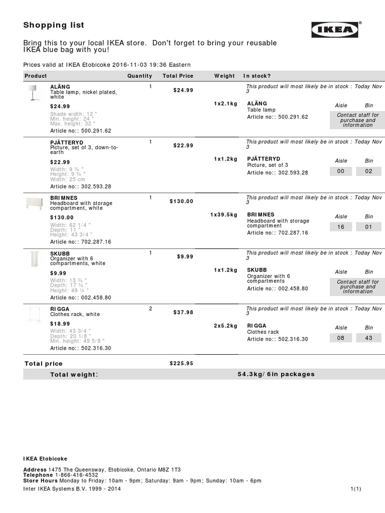 Shopping List: Bring This To Your Local IKEA Store. Don't Forget To ...