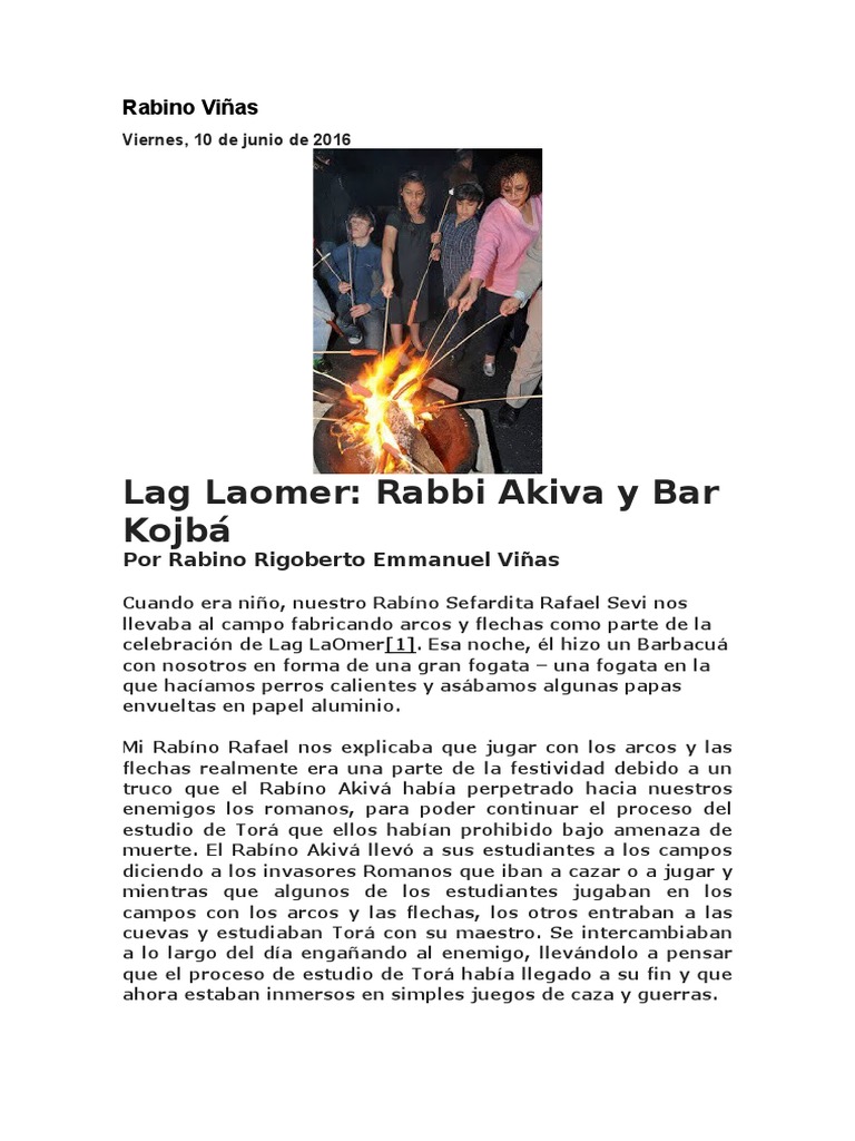 Rabino Viña Lag Laomer Rabbi Akiva y Bar Kojbá | PDF | Cristiano judío | Judios