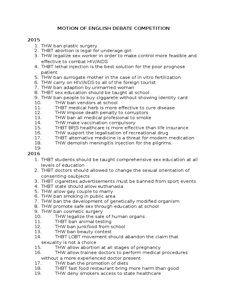 Motion of English Debate Competition