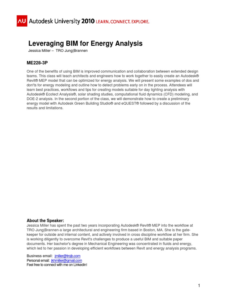 Leveraging Bim For Energy Analysis | PDF | Autodesk Revit | Wall