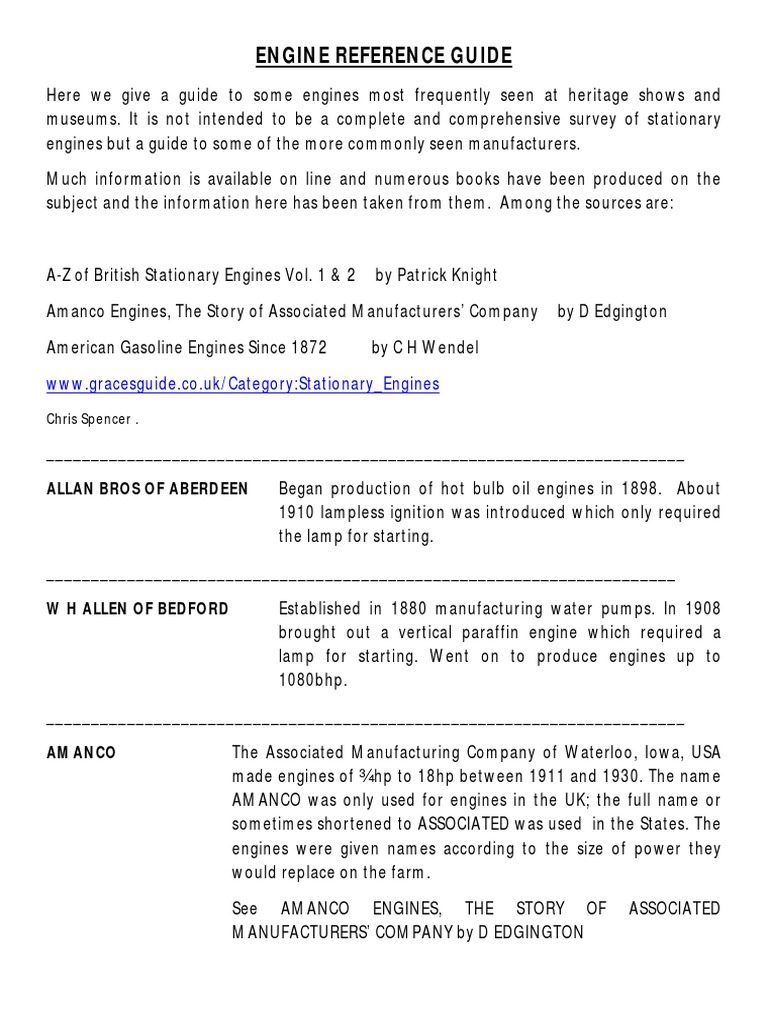 Engine Reference Guide | PDF | Diesel Engine | Engines
