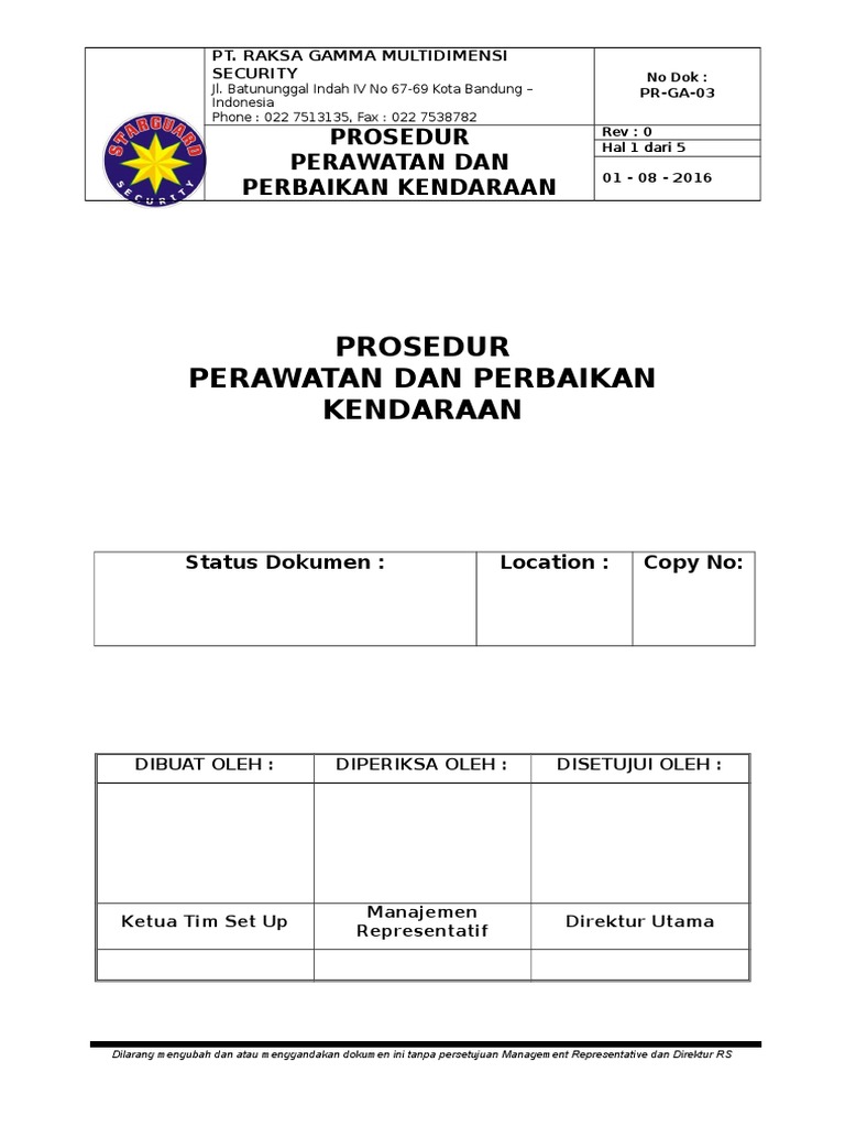 PR-GA.03 Perawatan Dan Perbaikan Kendaraan | PDF | Pengelolaan Keuangan & Uang