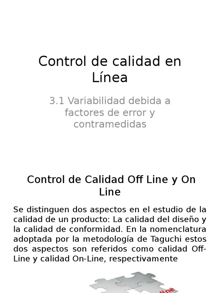 Control de Calidad en Línea según Taguchi | PDF | Realimentación ...