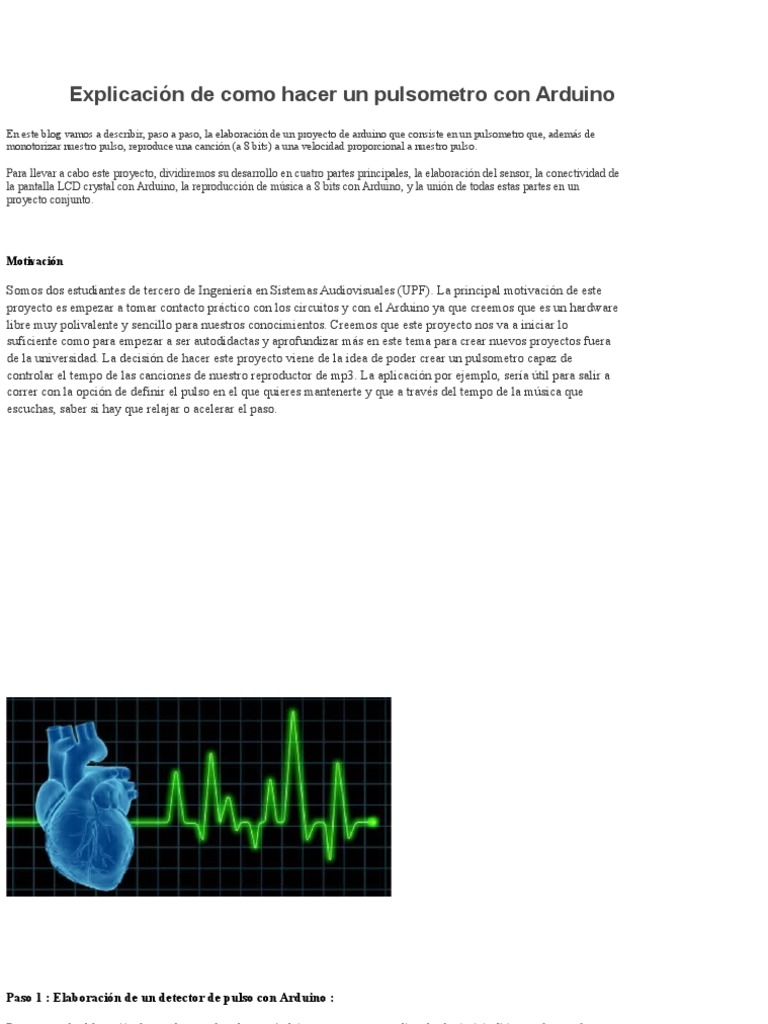 Explicación de Como Hacer Un Pulsometro Con Arduino | PDF | Arduino | Tempo