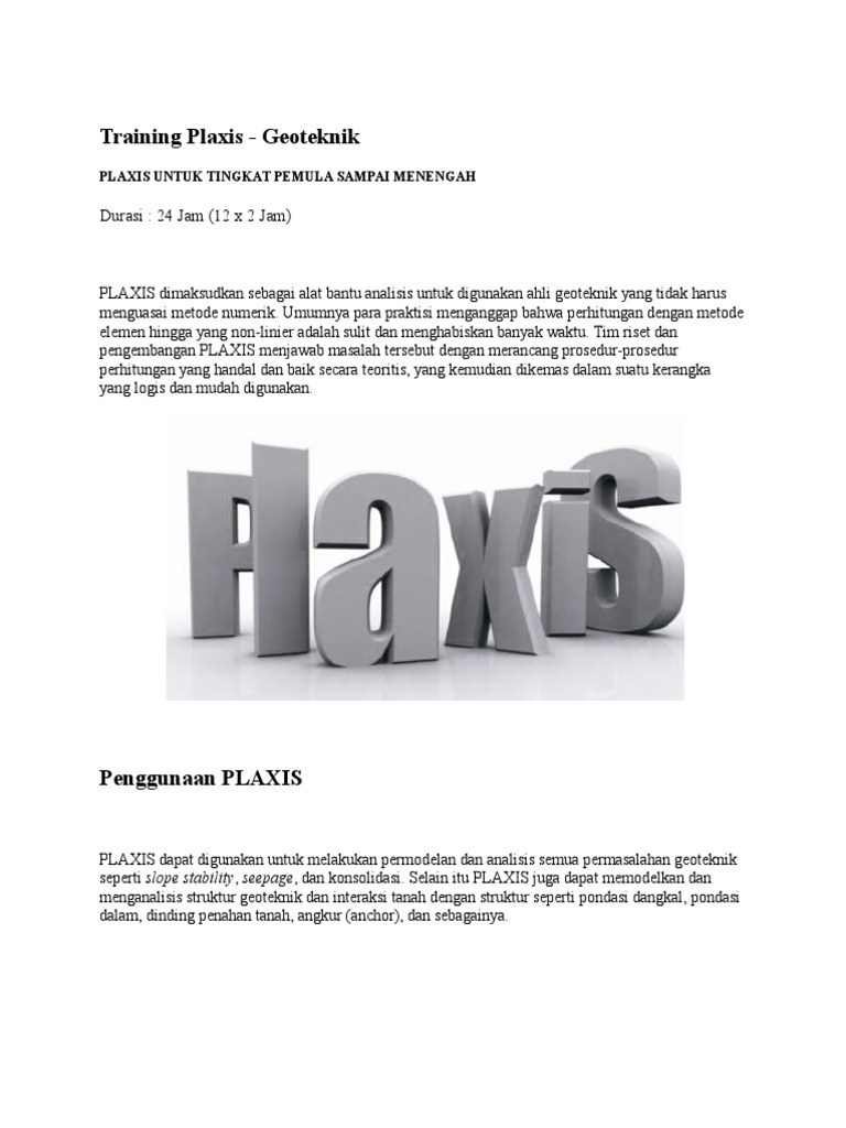Training Plaxis | PDF