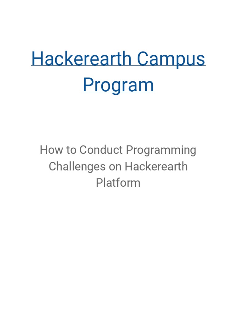 Guide How To Host A Programming Contest On Hacker Earth | PDF ...