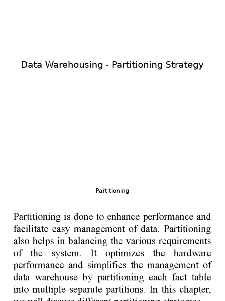 Partitioning Strategy | PDF | Data Warehouse | Information Retrieval