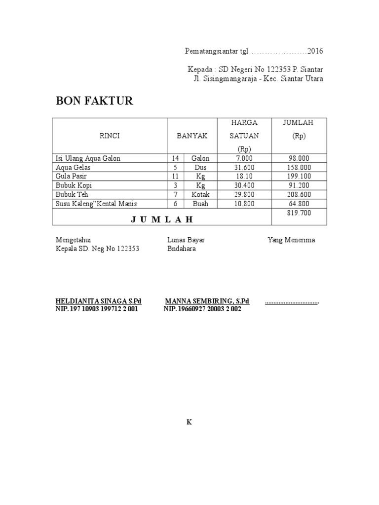 Bon Faktur | PDF
