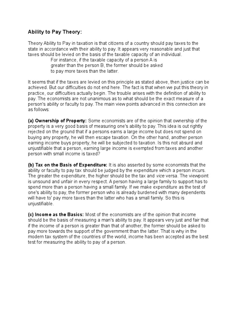 Ability To Pay Theory | PDF