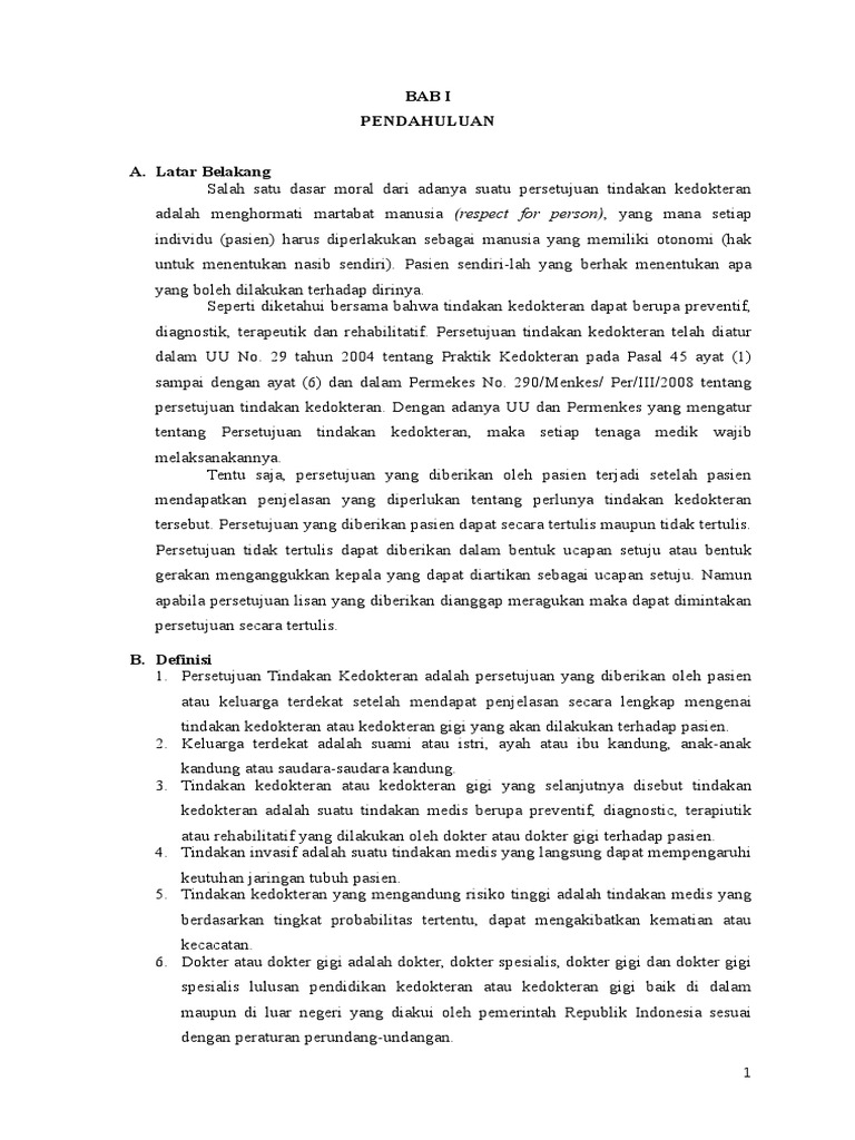 Panduan Persetujuan Tindakan Kedokteran (Informed Consent) | PDF ...