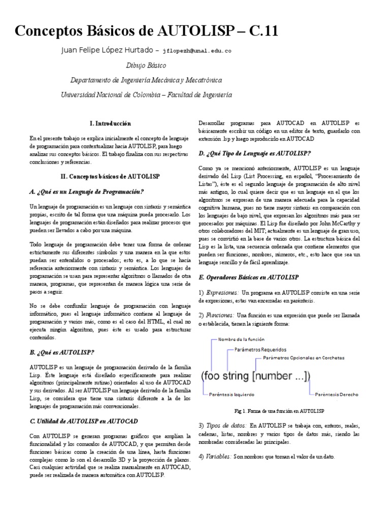 Conceptos Básicos AUTOLISP | PDF | Lenguaje de programación | Algoritmos