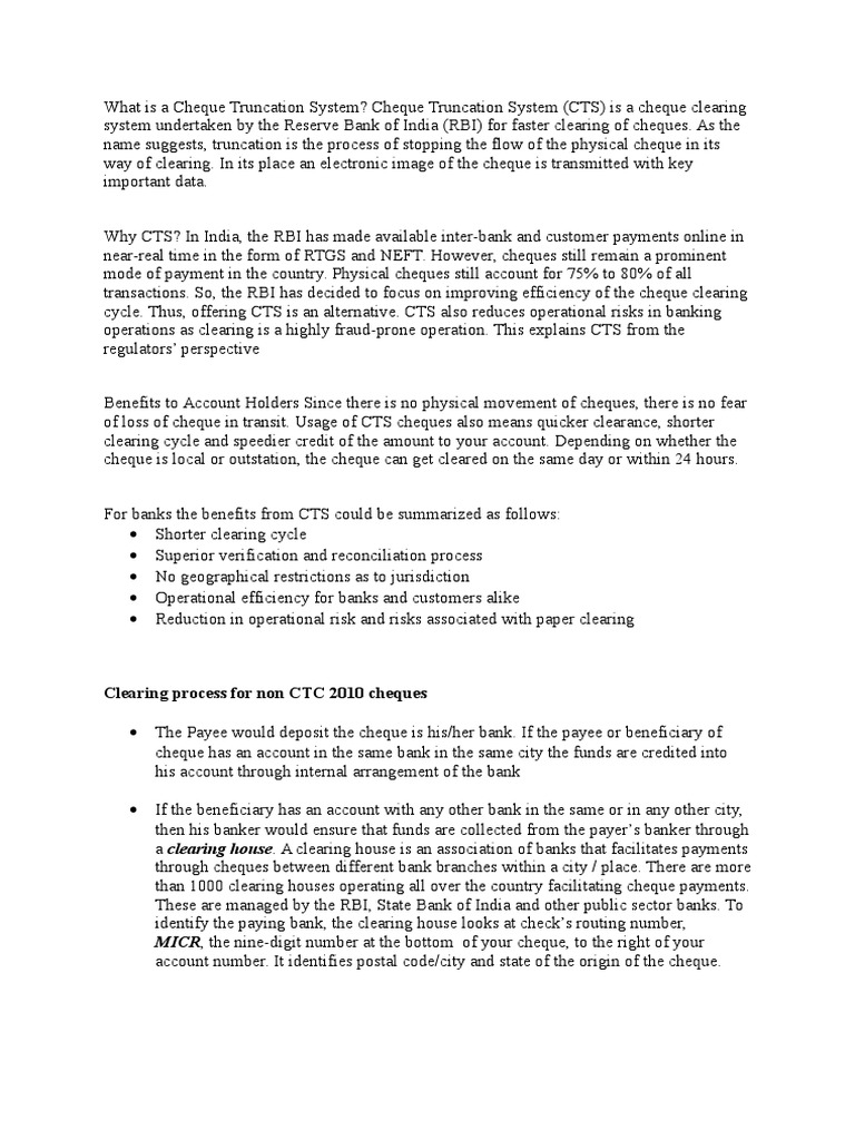 What Is A Cheque Truncation System? | PDF | Cheque | Clearing (Finance)