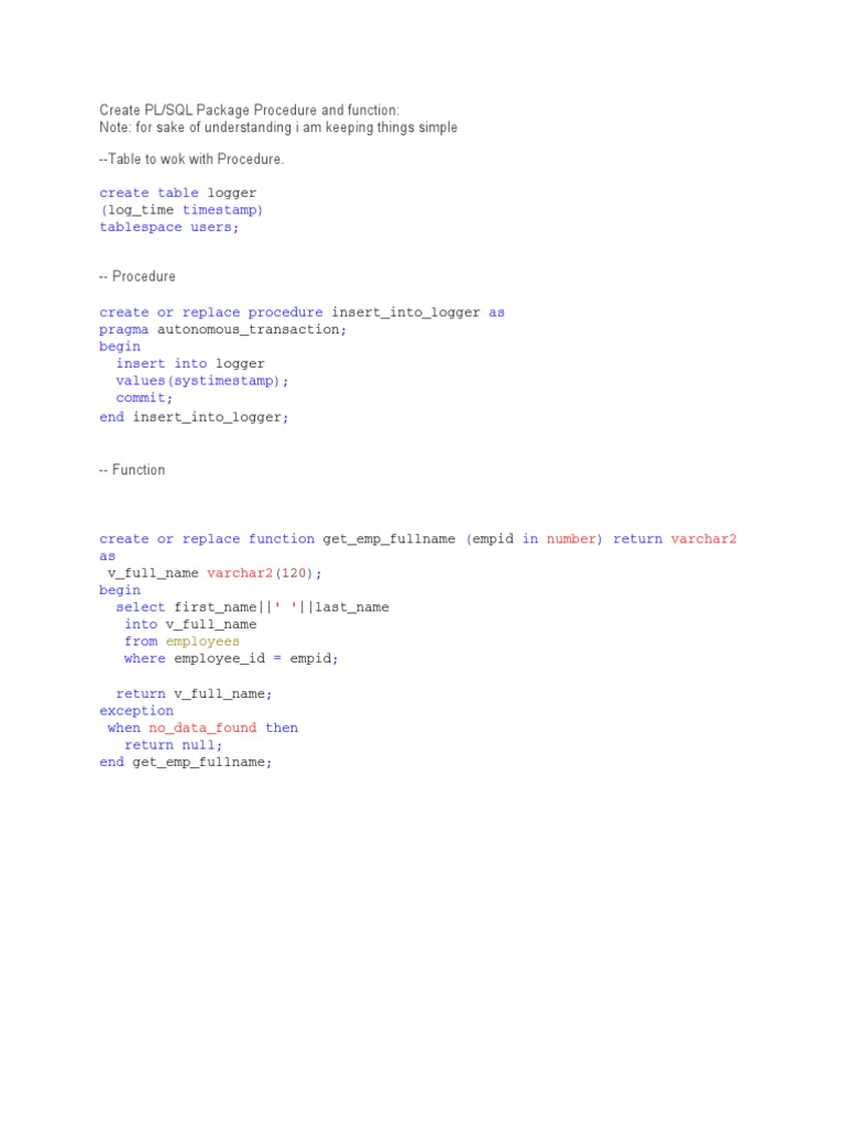 Logger Log - Time: Create PL/SQL Package Procedure and Function ...