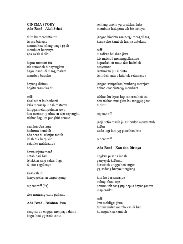 Lirik Lagu Ada Band | PDF