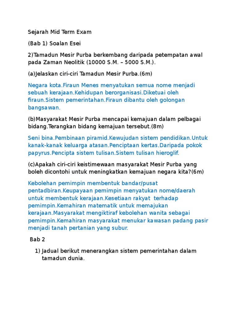 Sejarah Mid Term Exam | PDF