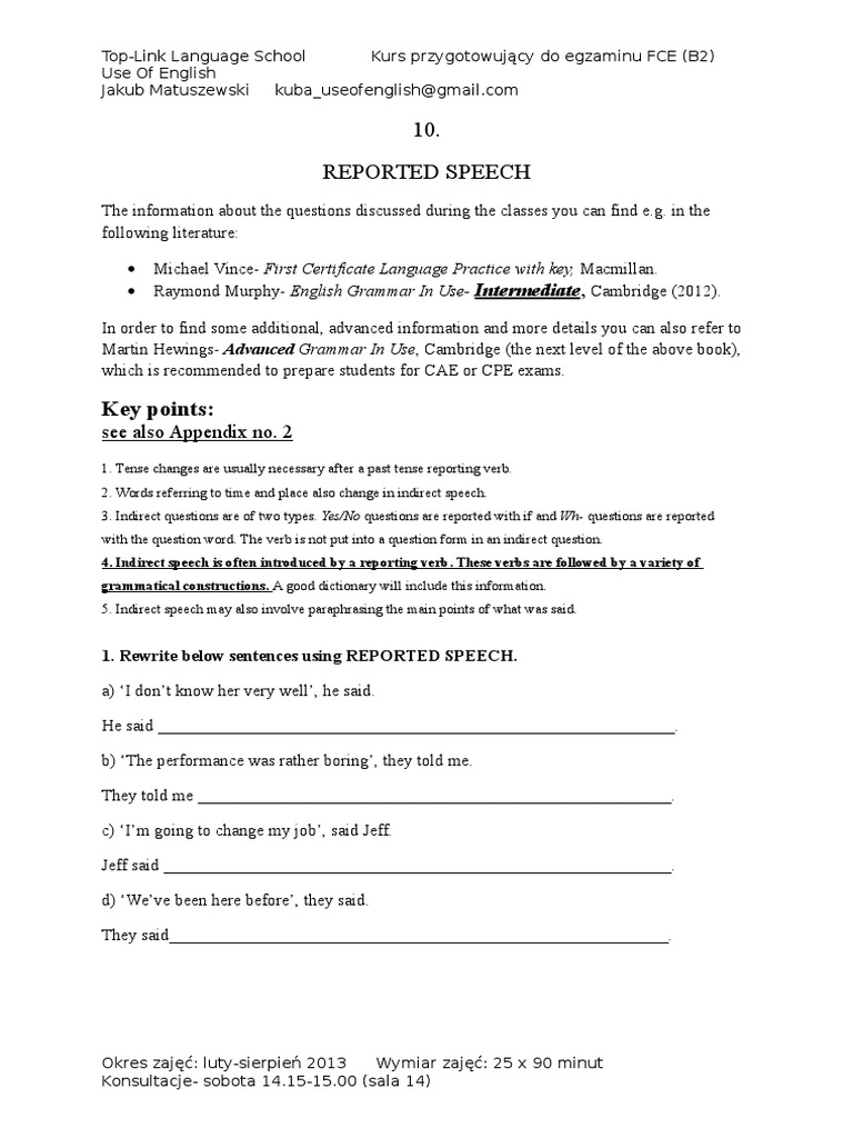 Reported Speech | PDF