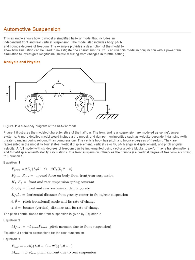 Automotive Suspension - MATLAB & Simulink Example - MathWorks India | PDF | Suspension (Vehicle ...
