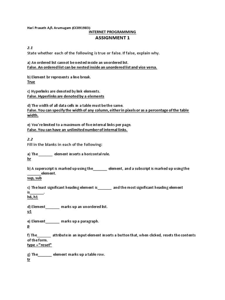 Assignment 1 | PDF | Html Element | Human–Computer Interaction