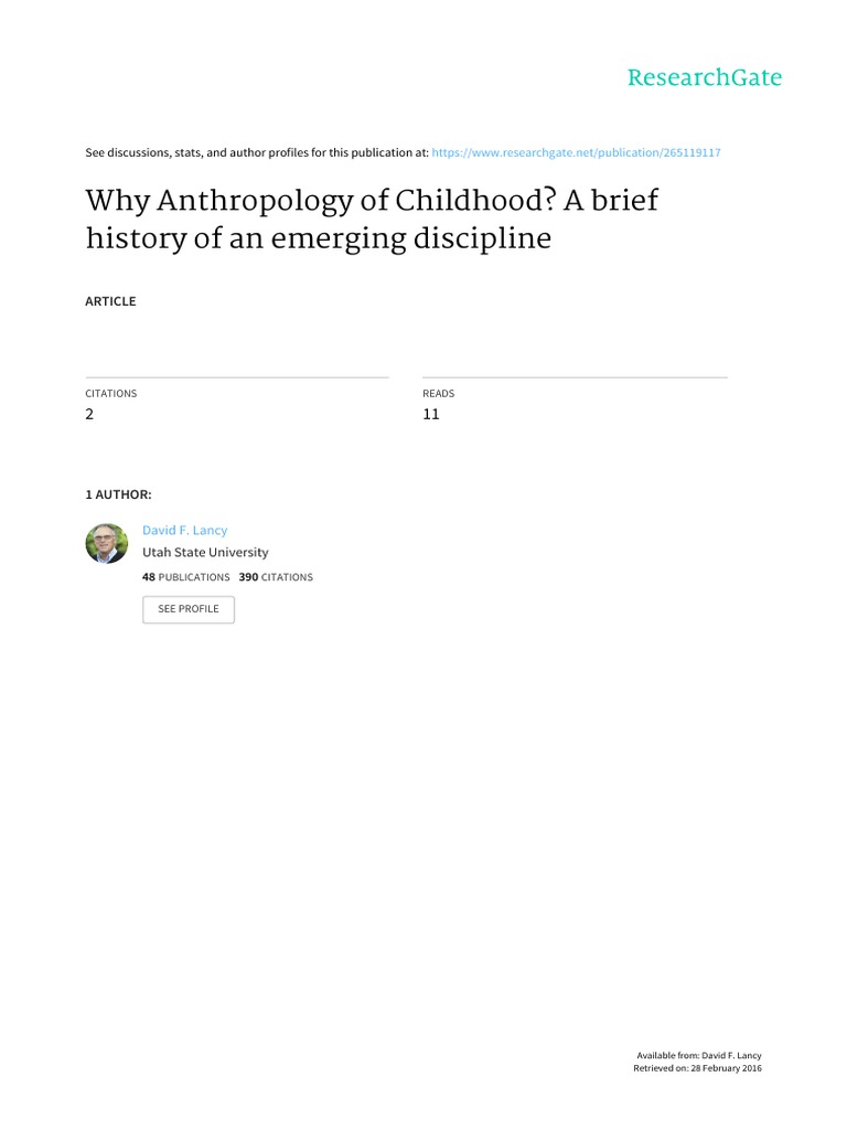 Anthropology of Childhood Overview | PDF | Anthropology | Socialization