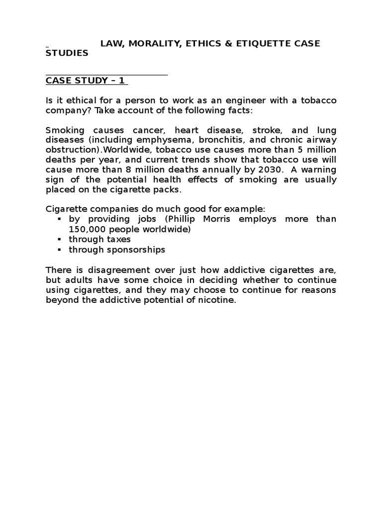 Chapter 6-Ethics Case Study 1 | PDF