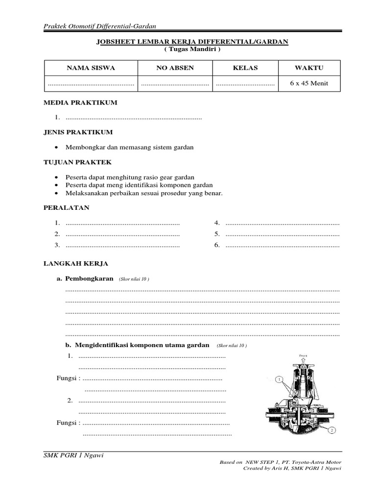 Jobsheet Lembar Kerja Praktek Gardan | PDF