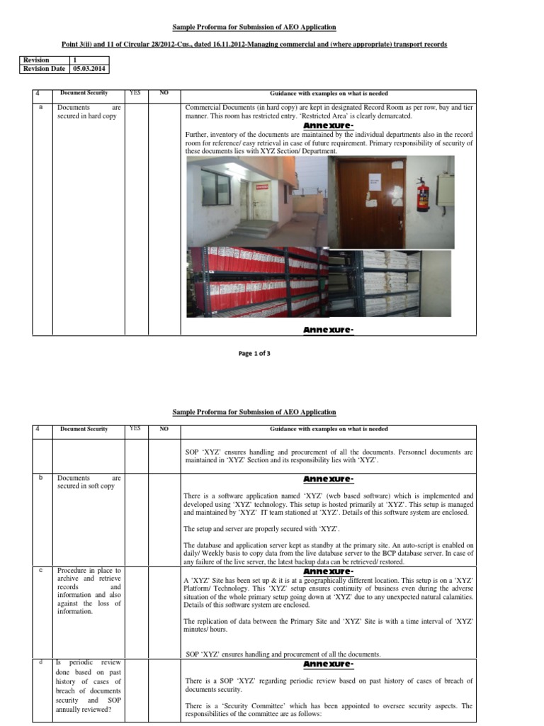 Aeo Check List For Document Security Pdf Backup Databases